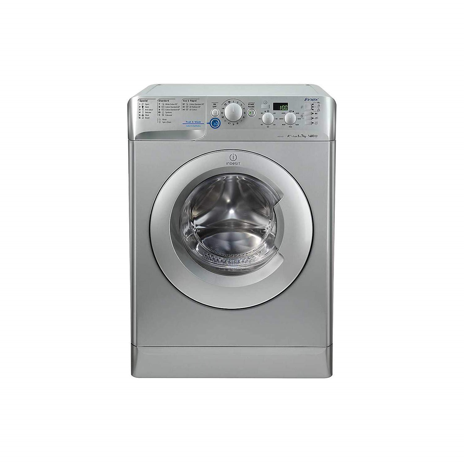 Indesit XWD71452S Innex Silver 7kg 1400rpm Freestanding Washing Machine ...