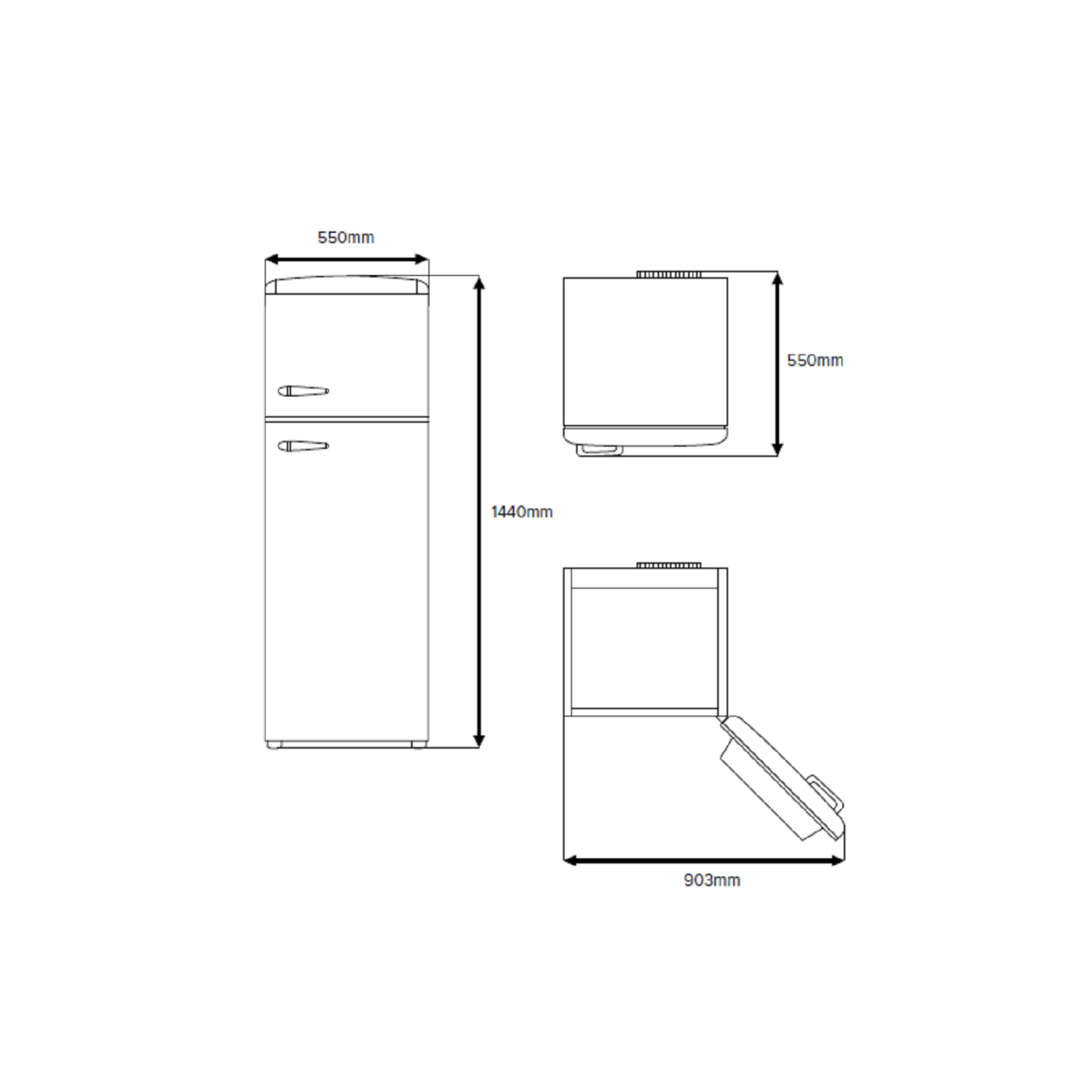 CDA 206 Litre Top Mount Retro Freestanding Fridge Freezer - Betty ...