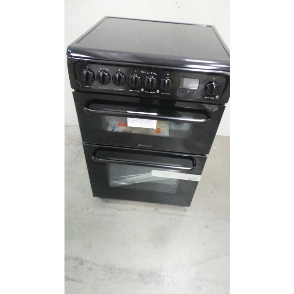 GRADE A2 - Hotpoint HAE60KS 60cm Double Oven Electric Cooker - Black ...