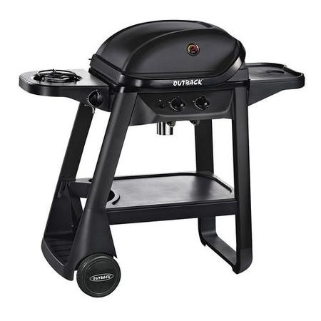 Outback Excel Onyx - 2 Burner Gas BBQ Grill with Side Burner - Black ...