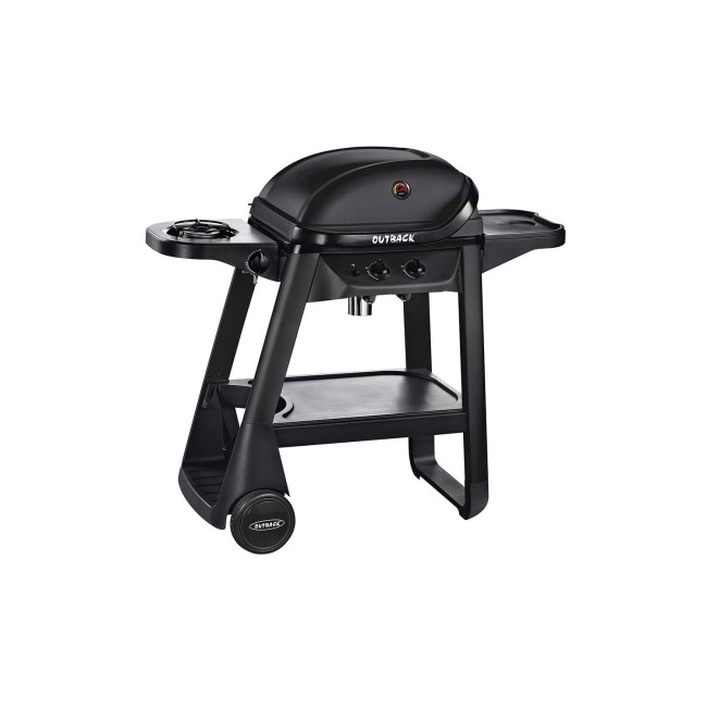Outback Excel Onyx - 2 Burner Gas BBQ Grill with Side Burner - Black ...