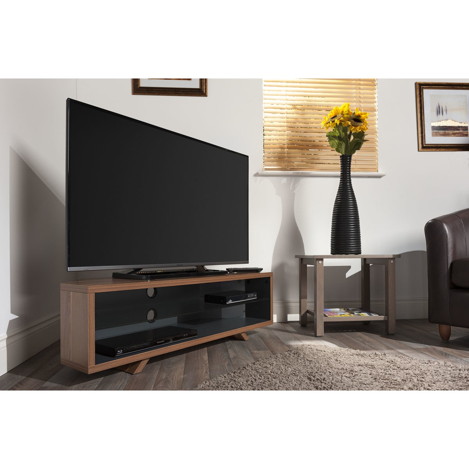 Techlink DL115WSG Dual Corner TV Stand for up to 55 TVs Walnut