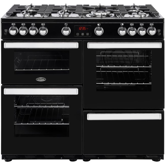 Refurbished Belling Cookcentre 100G 100cm Gas Range Cooker Black A1 ...
