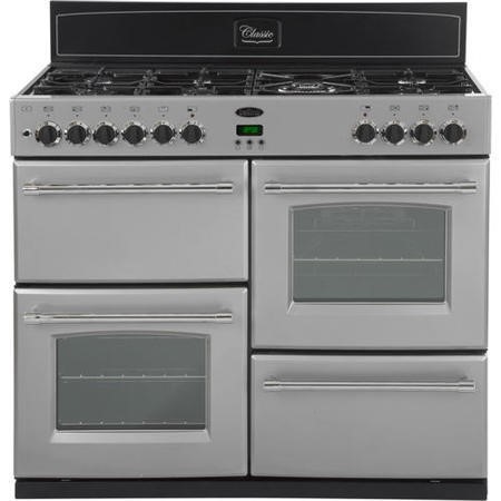 Belling Classic 100DFT 100cm Dual Fuel Range Cooker - Silver 444440389 ...