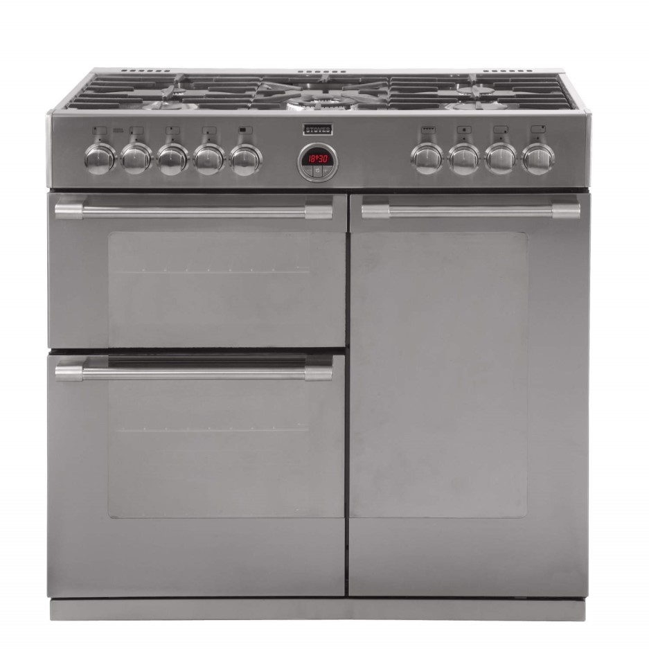 Stoves Sterling 900DFT 90cm Dual Fuel Range Cooker - Stainless Steel ...