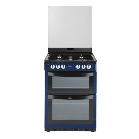New World NW601GDOL 60cm Wide Double Oven Gas Cooker In Metallic Blue ...