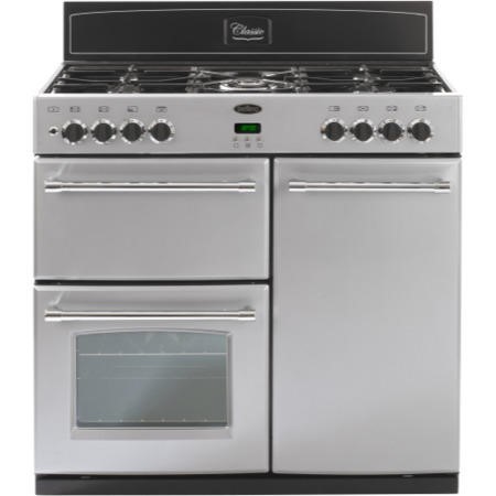 Belling Classic 900DFT Sil Range Cooker And 90 Chim BK Chimney Hood ...