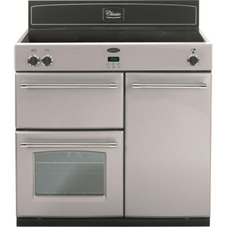 Belling Classic 900Ei Sil Range Cooker And 90 Chim BK Chimney Hood ...