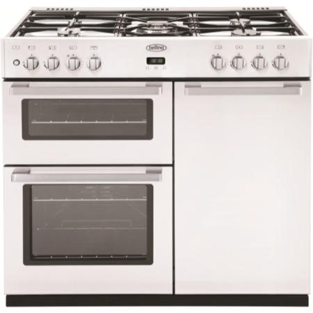 Belling DB4 90DFT Whi Range Cooker And 90 Chim SS Chimney Hood ...