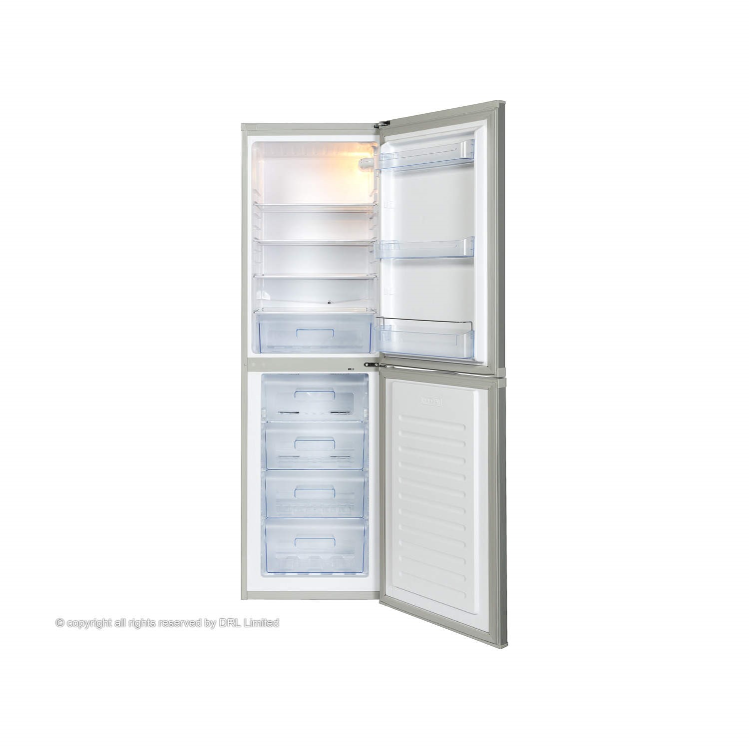 LEC TF60203S 187x60cm Frost Free Freestanding Fridge Freezer - Silver ...
