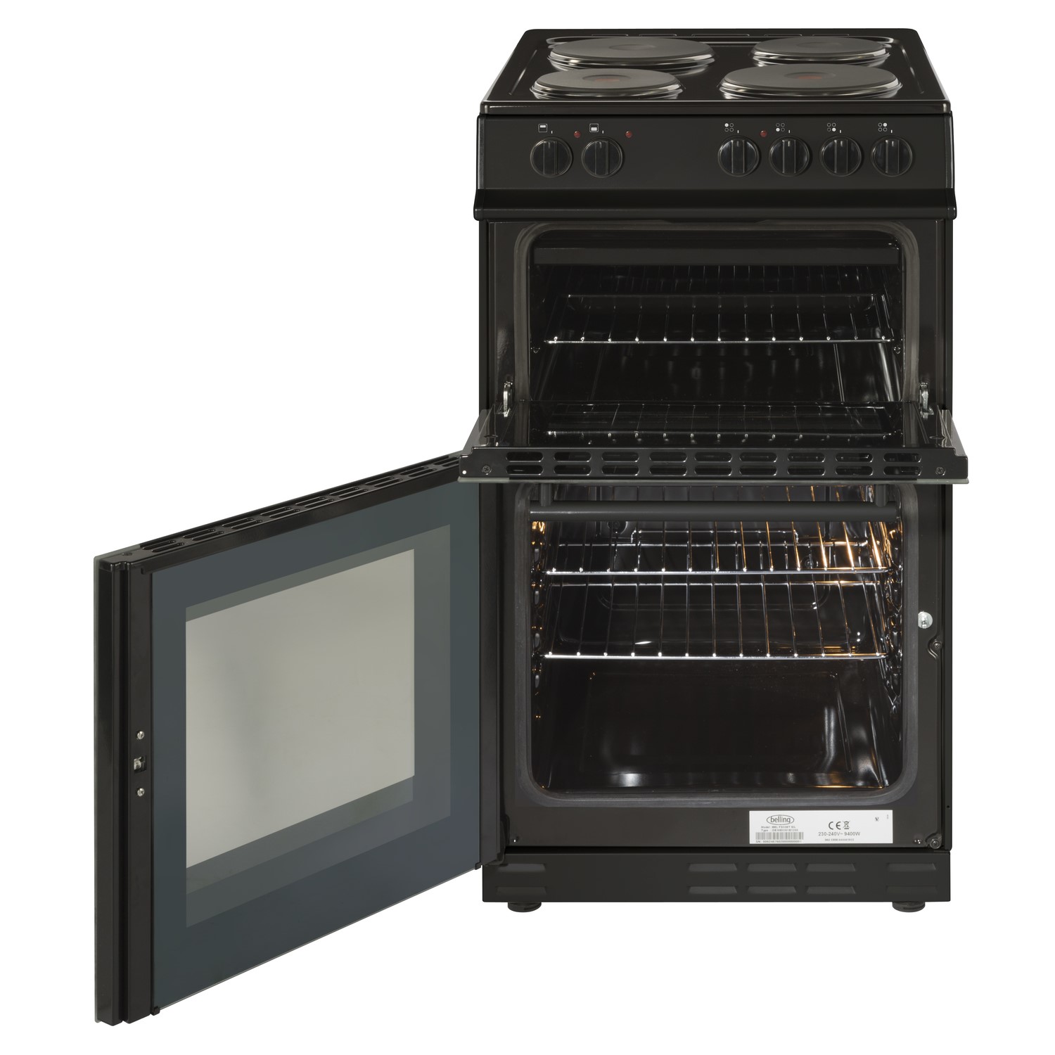 Belling FS50ET 50cm Double Cavity Electric Cooker With Sealed Plate Hob ...