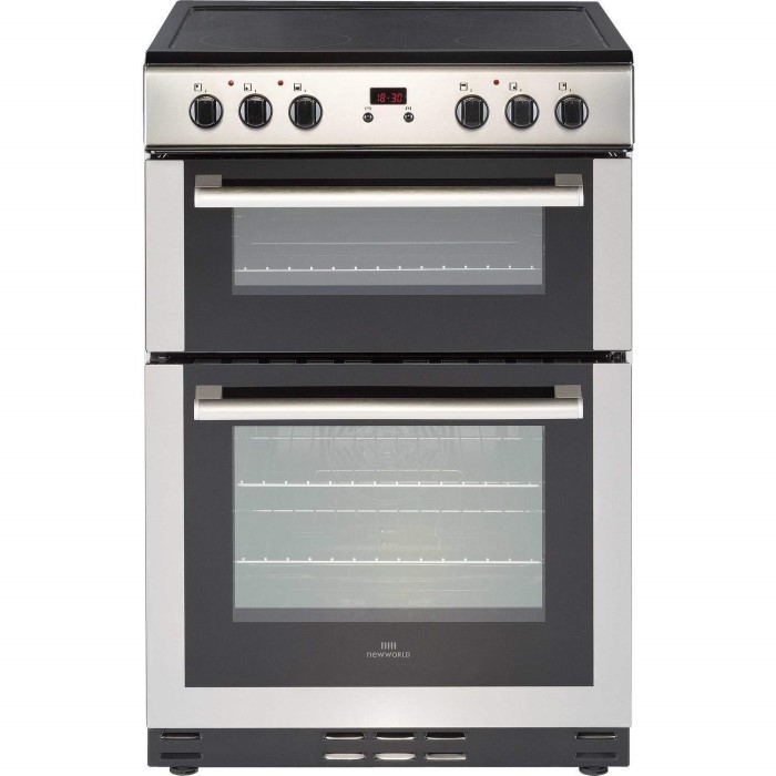 New World 444444029 60cm Electric Double Oven Cooker - Stainless Steel ...