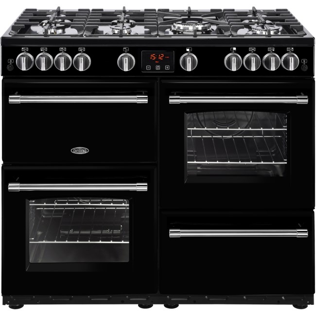 Belling Farmhouse X100G 100cm Gas Range Cooker - Black 444411735 ...