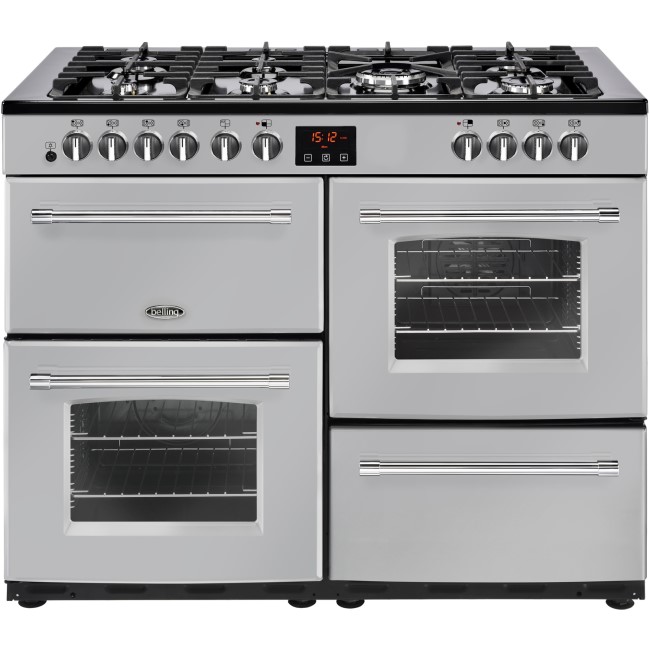 Belling Farmhouse 110DFT 110cm Dual Fuel Range Cooker - Silver ...