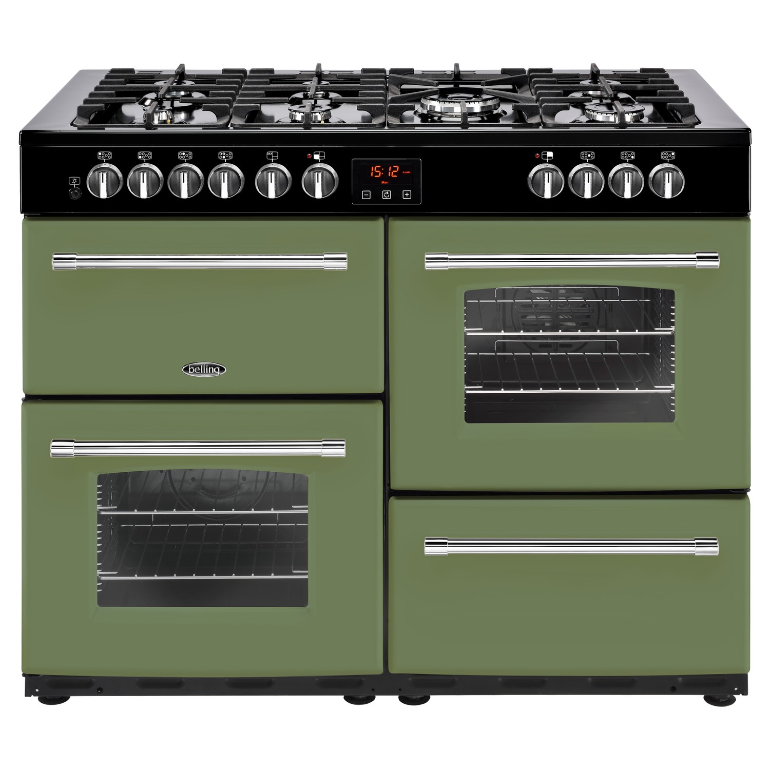 Belling Farmhouse 110DFT 110cm Dual Fuel Range Cooker Soho Green ...