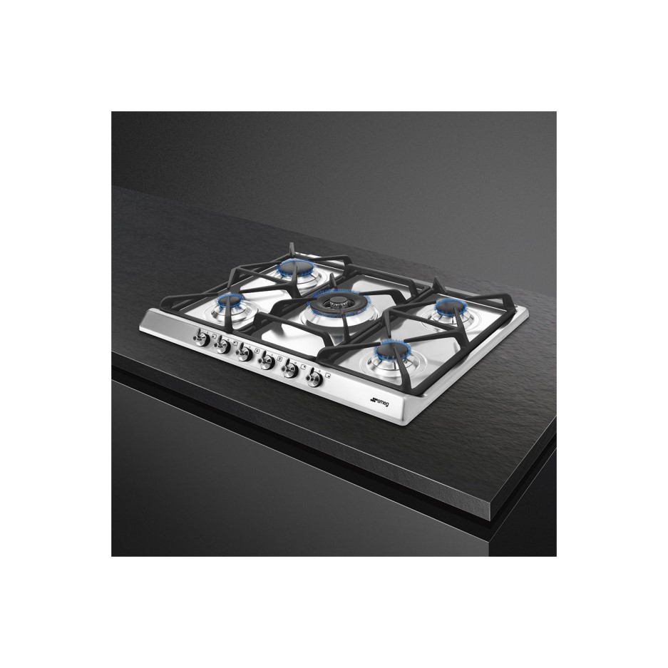 Smeg SE70SGH-5 Classic 70cm Gas Hob with Cast Iron Pan Stands ...
