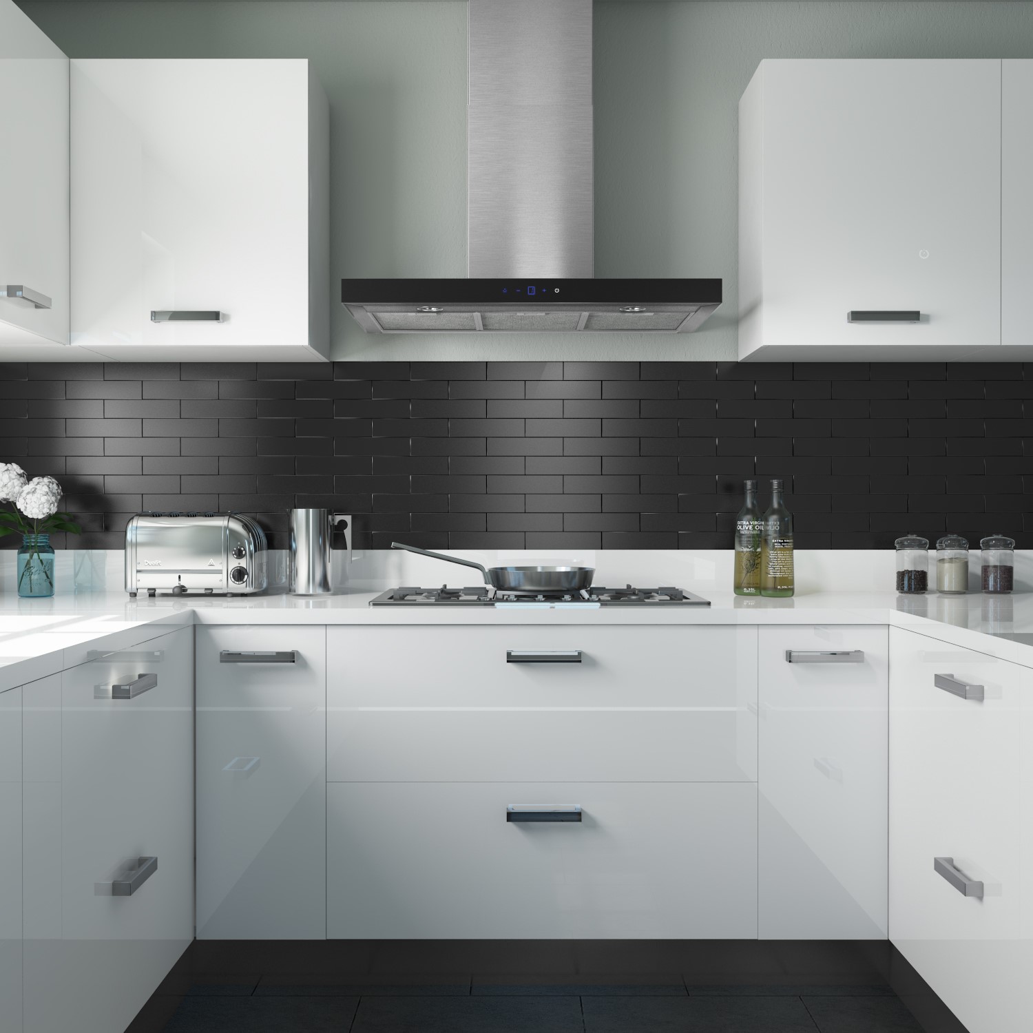 electriQ 90cm Slimline Box Touch Control Stainless Steel Wall Mounted ...