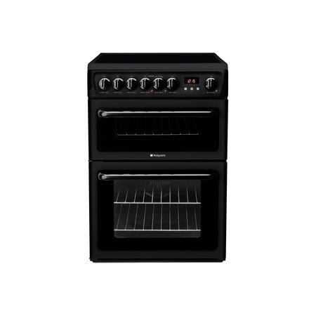 GRADE A2 - Hotpoint HAE60KS 60cm Double Oven Electric Cooker - Black ...