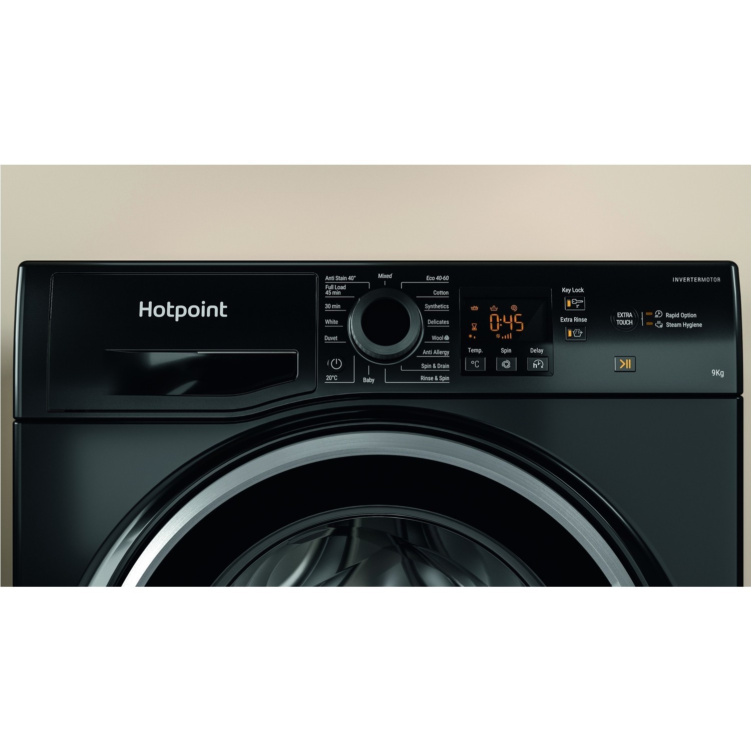 Hotpoint Anti-stain 9kg 1600rpm Washing Machine - Black NSWM965CBSUKN ...