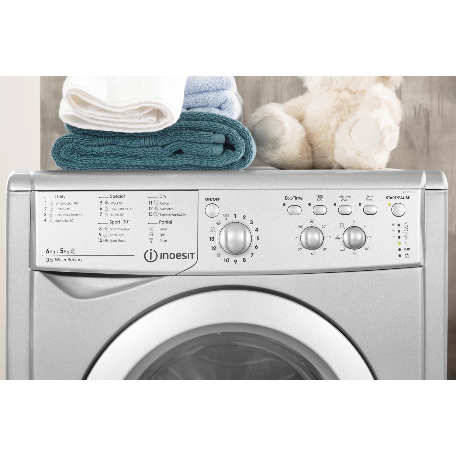 Refurbished Indesit IWDC65125SUKN Freestanding 6/5KG 1200 Spin Washer ...