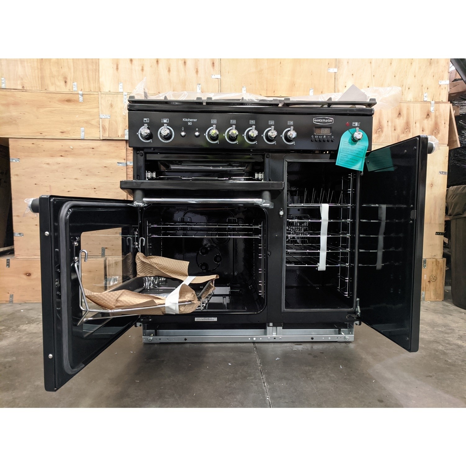 Refurbished Rangemaster Kitchener KCH90NGFBLC 90cm Gas Range Cooker ...