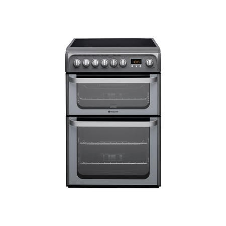 Hotpoint Ultima 60cm Double Oven Electric Cooker - Graphite HUE61GS ...