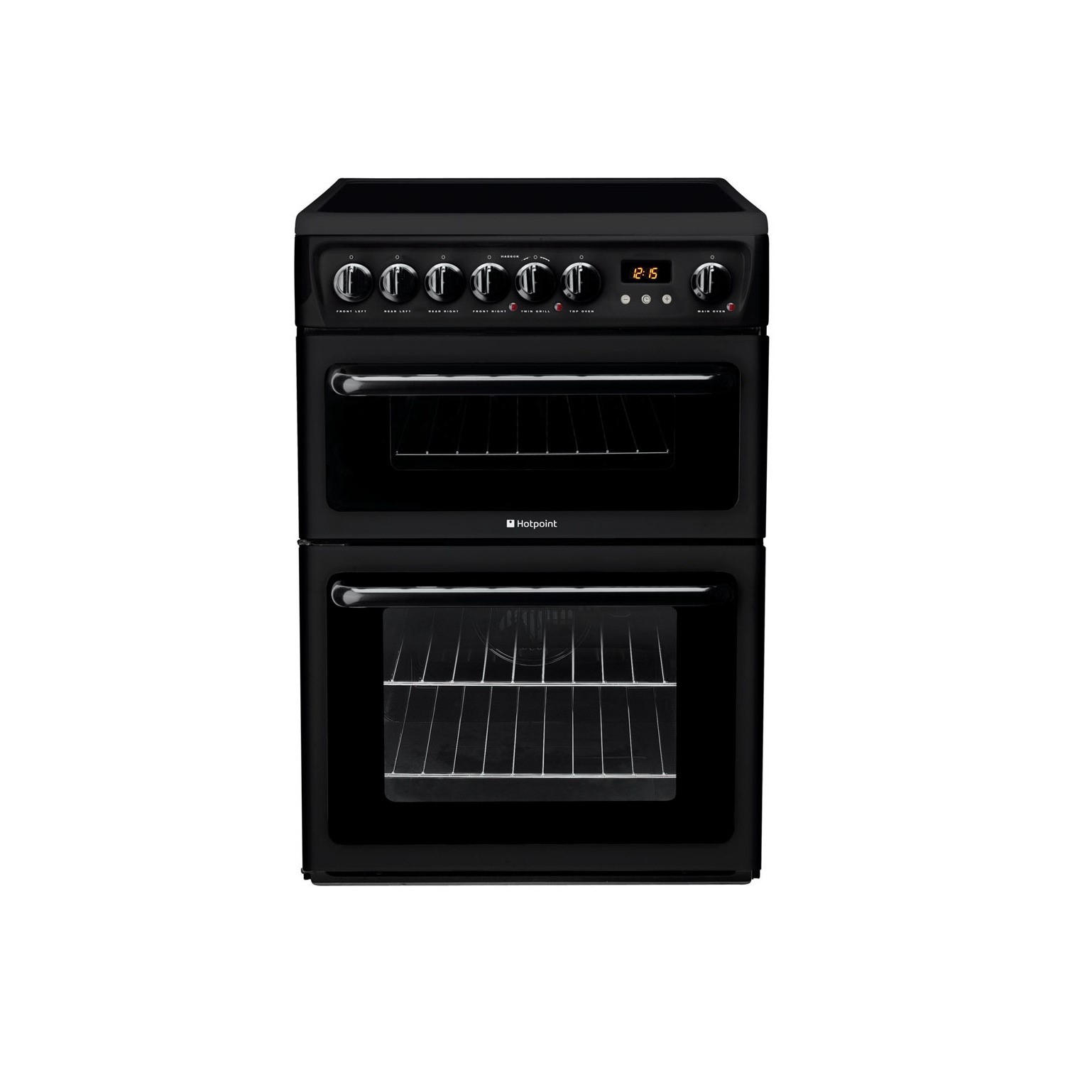 Hotpoint 60cm Double Oven Electric Cooker - Black HAE60KS | Appliances ...