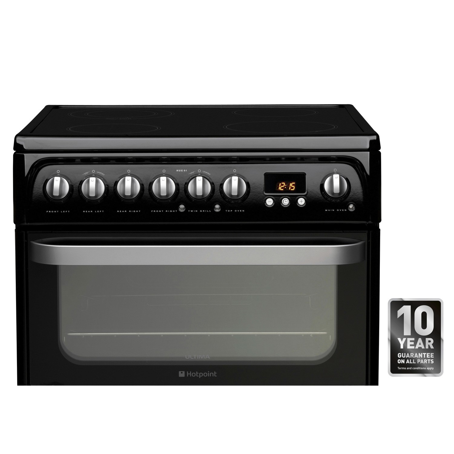 Hotpoint HUE61KS 60cm Wide Double Oven Electric Cooker With Ceramic Hob ...