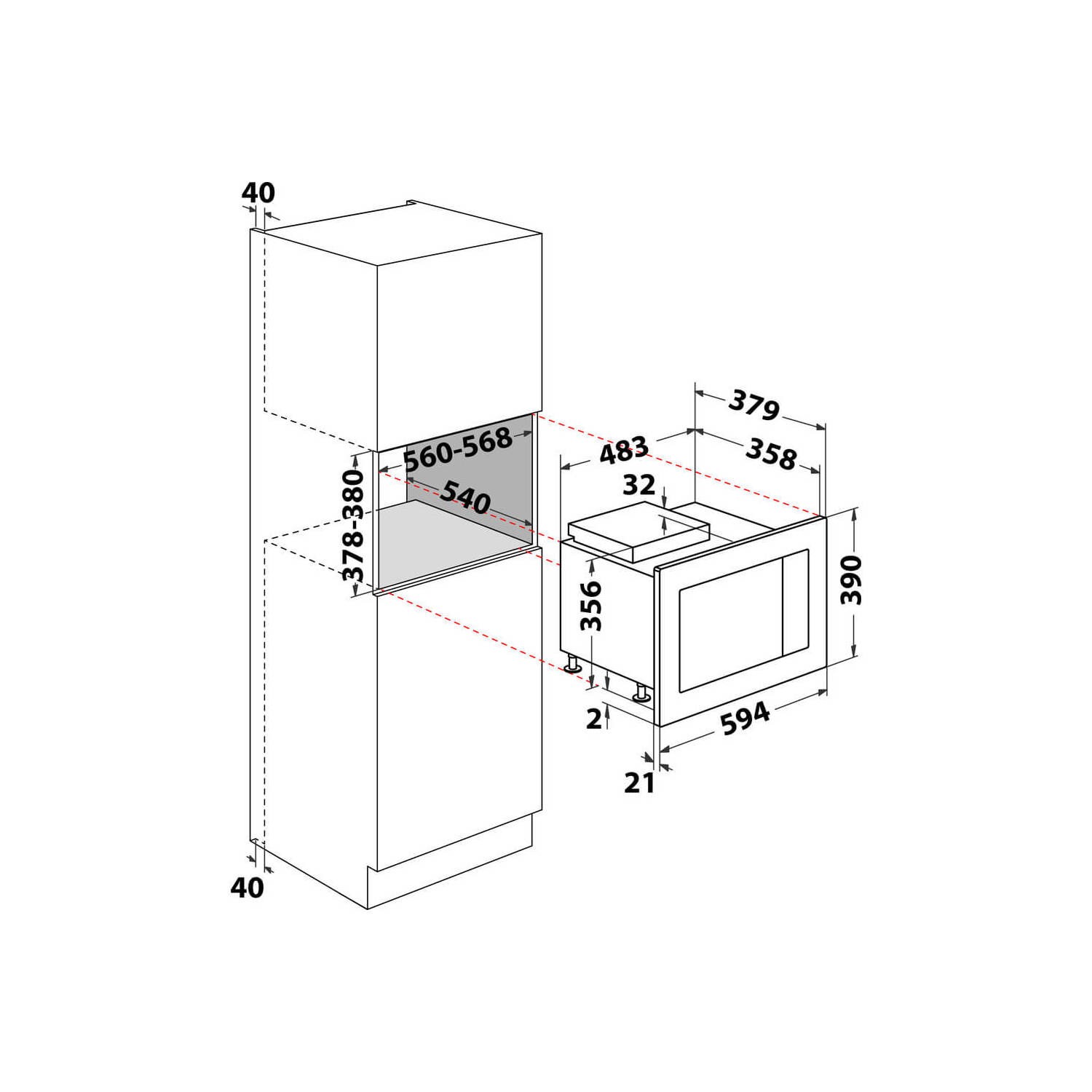 Indesit 25L 900W Built In Microwave with Grill - Stainless Steel ...