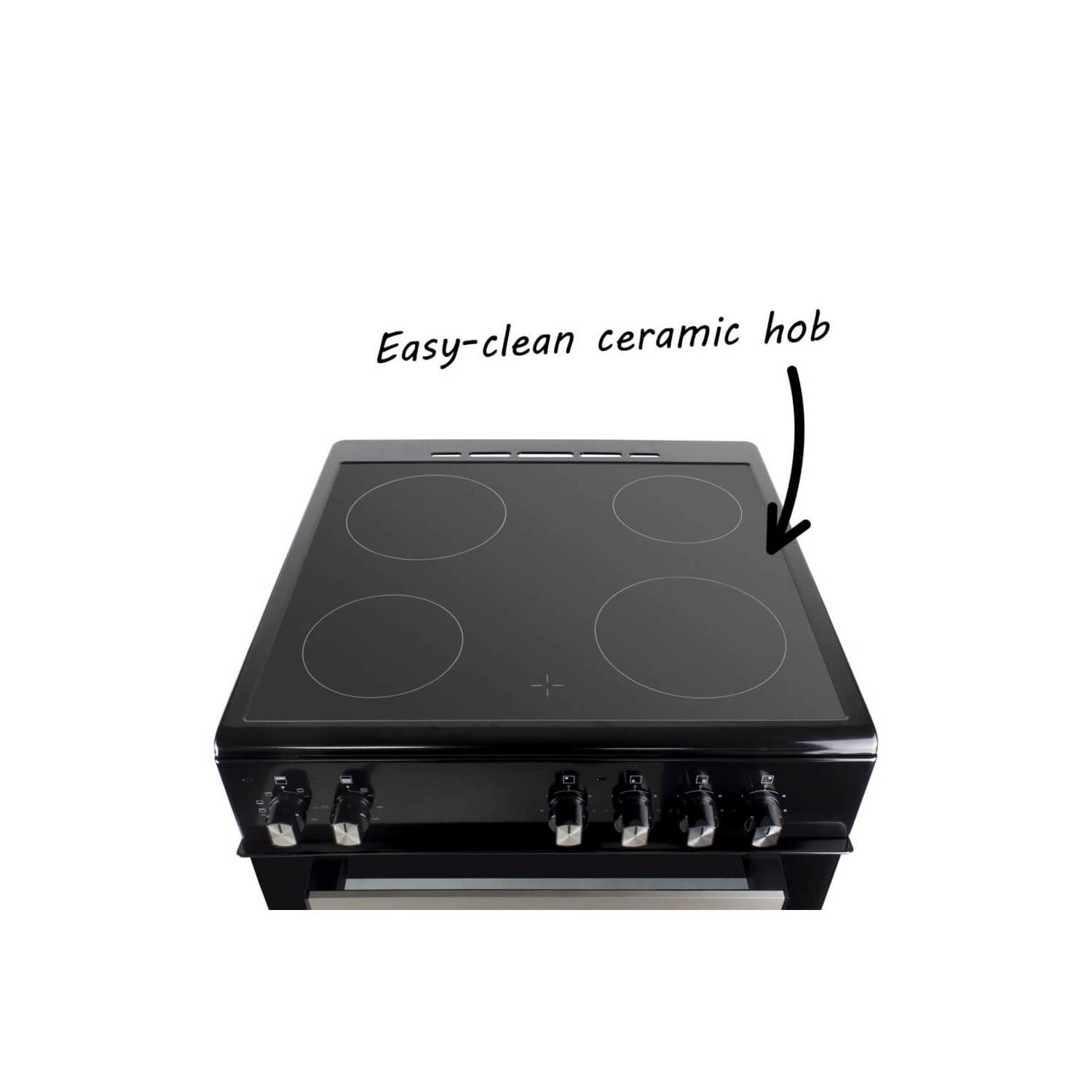 electriQ 60cm Double Oven Electric Cooker with Ceramic Hob - Black ...