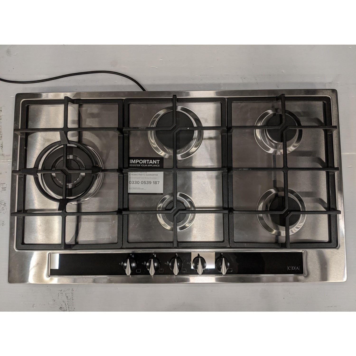 Refurbished CDA HG9351SS 86cm 5 Burner Gas Hob Stainless Steel 78255120 ...