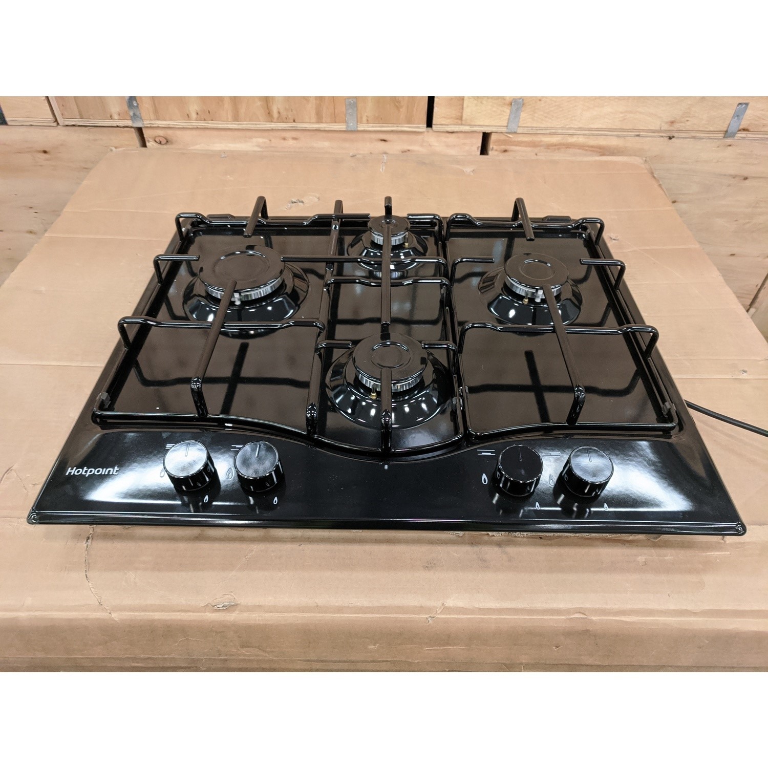 Refurbished Hotpoint PCN642HBK 59cm 4 Burner Gas Hob Black 78272700/1 ...