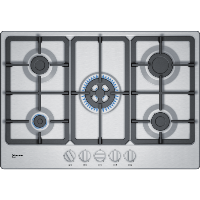 Neff N50 75cm 5 Burner Gas Hob with Cast Iron Pan Stands - Stainless ...