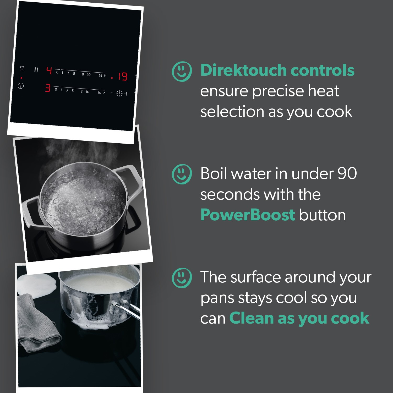 AEG 59cm 4 Zone Induction Hob with Bevelled Edge IKB64401FB ...