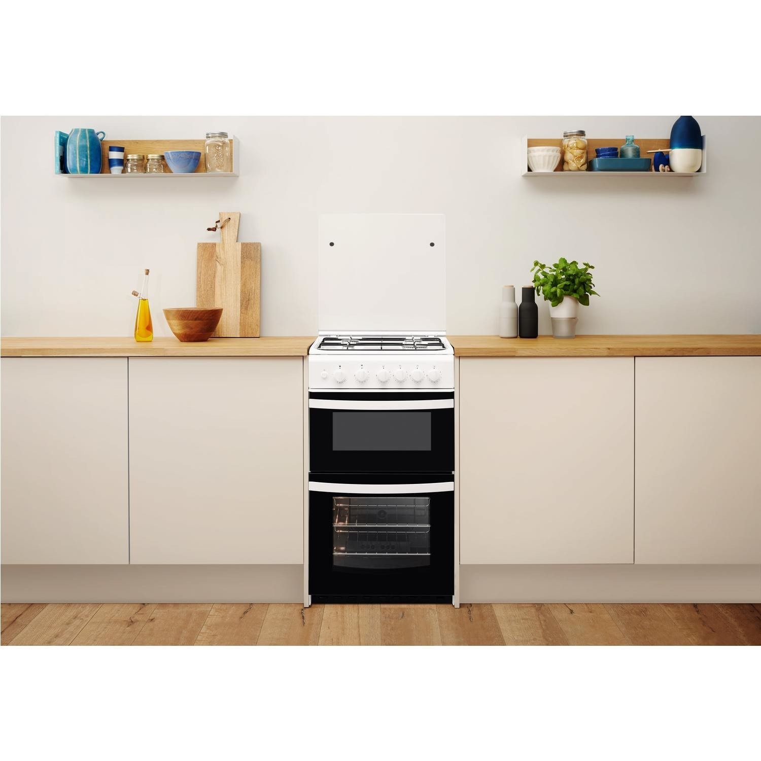 Indesit 50cm Double Cavity Gas Cooker with Lid - White ID5G00KMWL ...