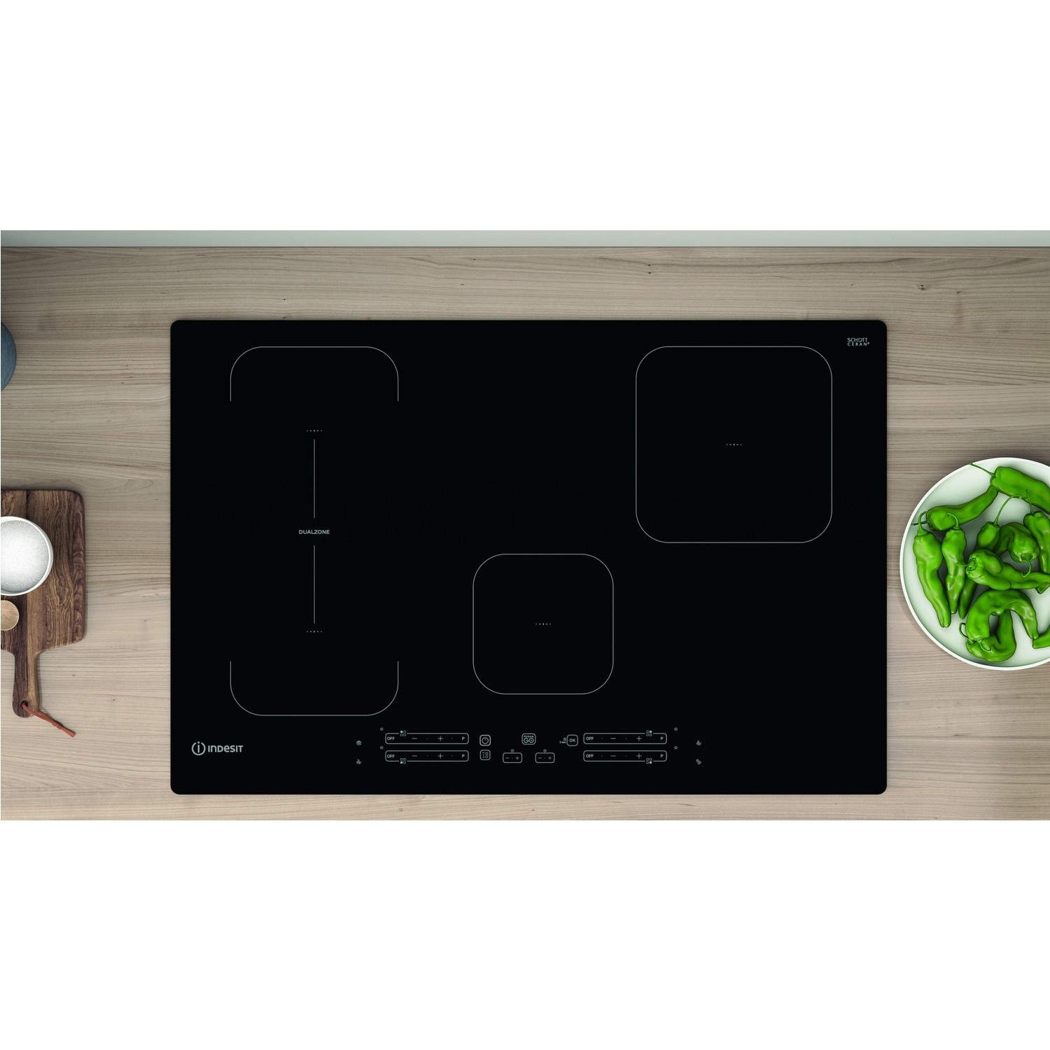 Indesit 77cm 4 Zone Induction Hob with Dualzone IB21B77NE | Appliances ...