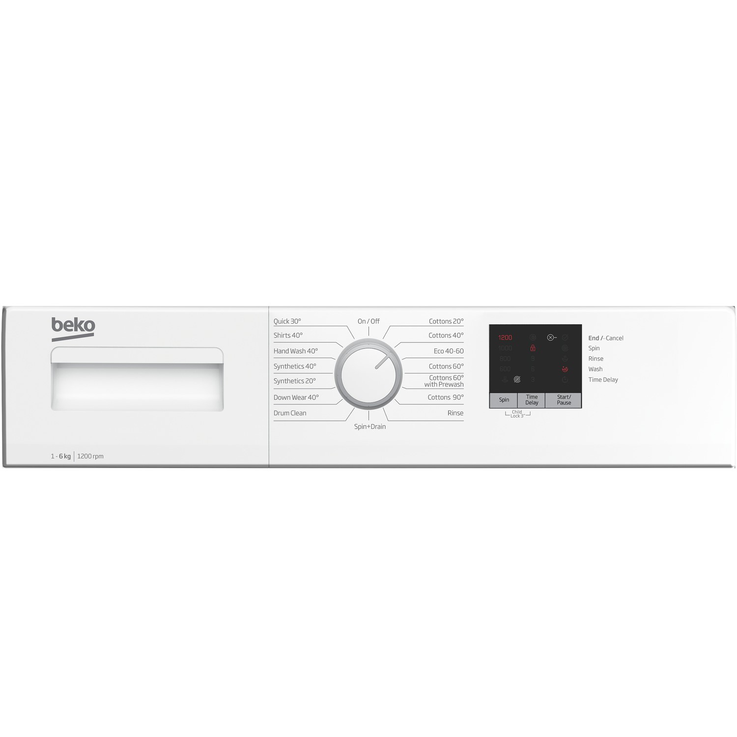 Beko 6kg 1200rpm Washing Machine - White WTK62053 | Appliances Direct