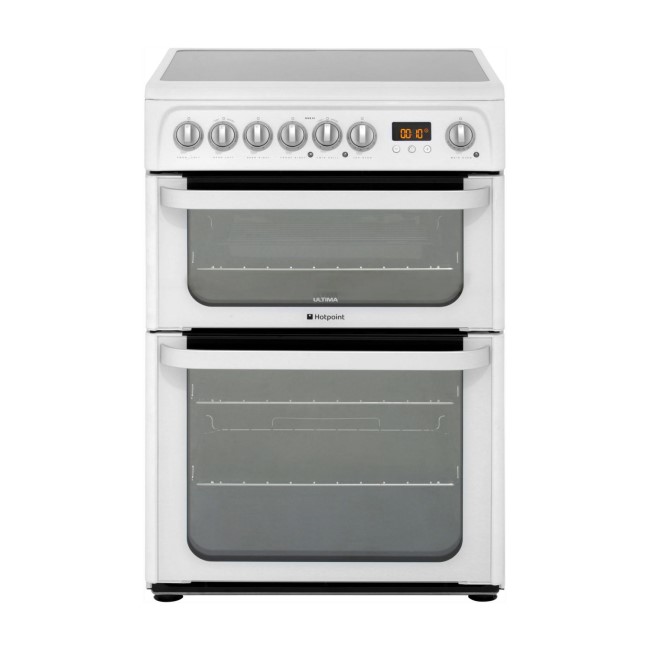 Hotpoint Ultima 60cm Double Oven Electric Cooker - White HUE61PS ...
