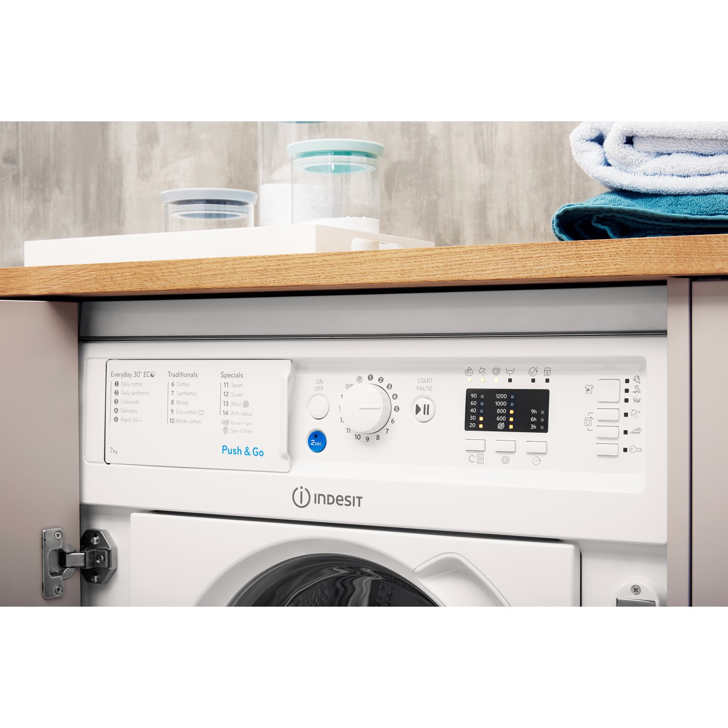 Indesit Push&Go 7kg 1200rpm Integrated Washing Machine - White ...