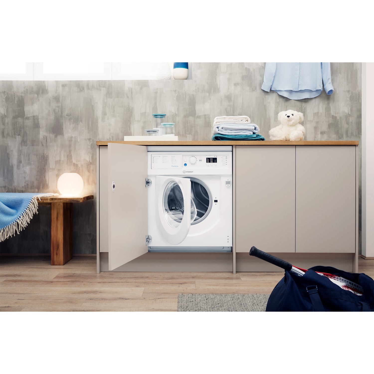 Indesit Push&Go 7kg 1200rpm Integrated Washing Machine - White ...