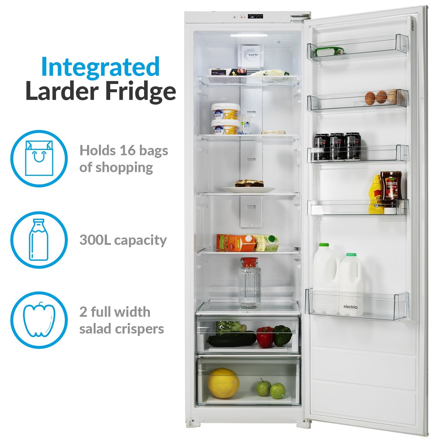 electriQ 300 Litre Integrated In Column Fridge EQINTFRIDGETALL ...
