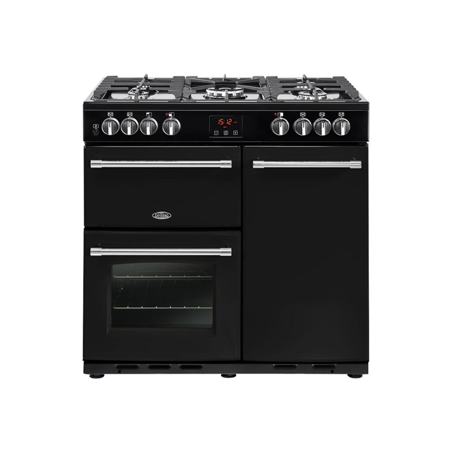 Refurbished Belling Farmhouse 444444121 Black 90cm Dual Fuel Range ...