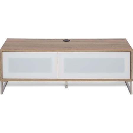 Helium Wall Mounted TV Unit in Oak with White Infra Red Friendly Doors ...