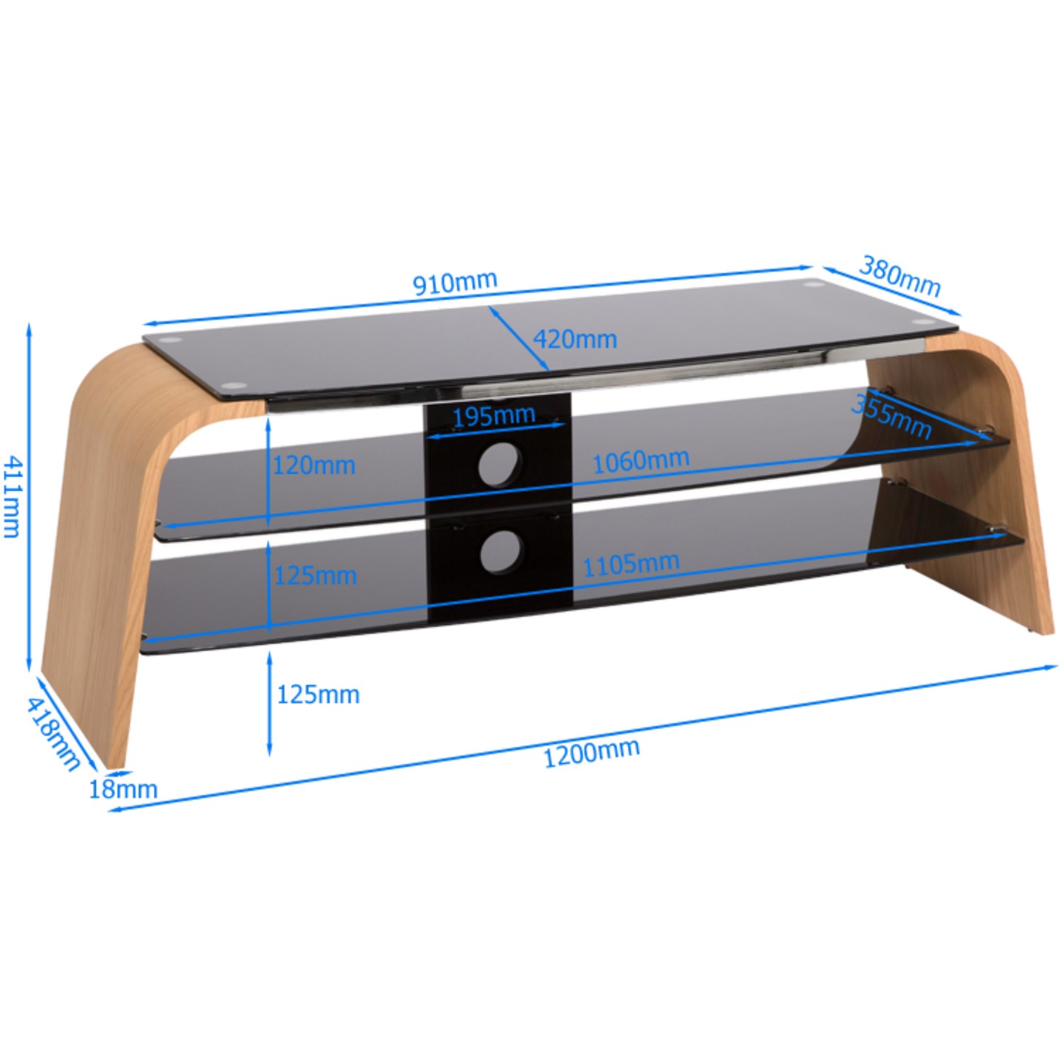 Alphason ADSP1200-LO Spectrum TV Stand for up to 55" TVs - Light Oak ...