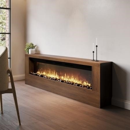 Wall-Mounted Electric Fire with Walnut Surround and Remote Control - 70 ...