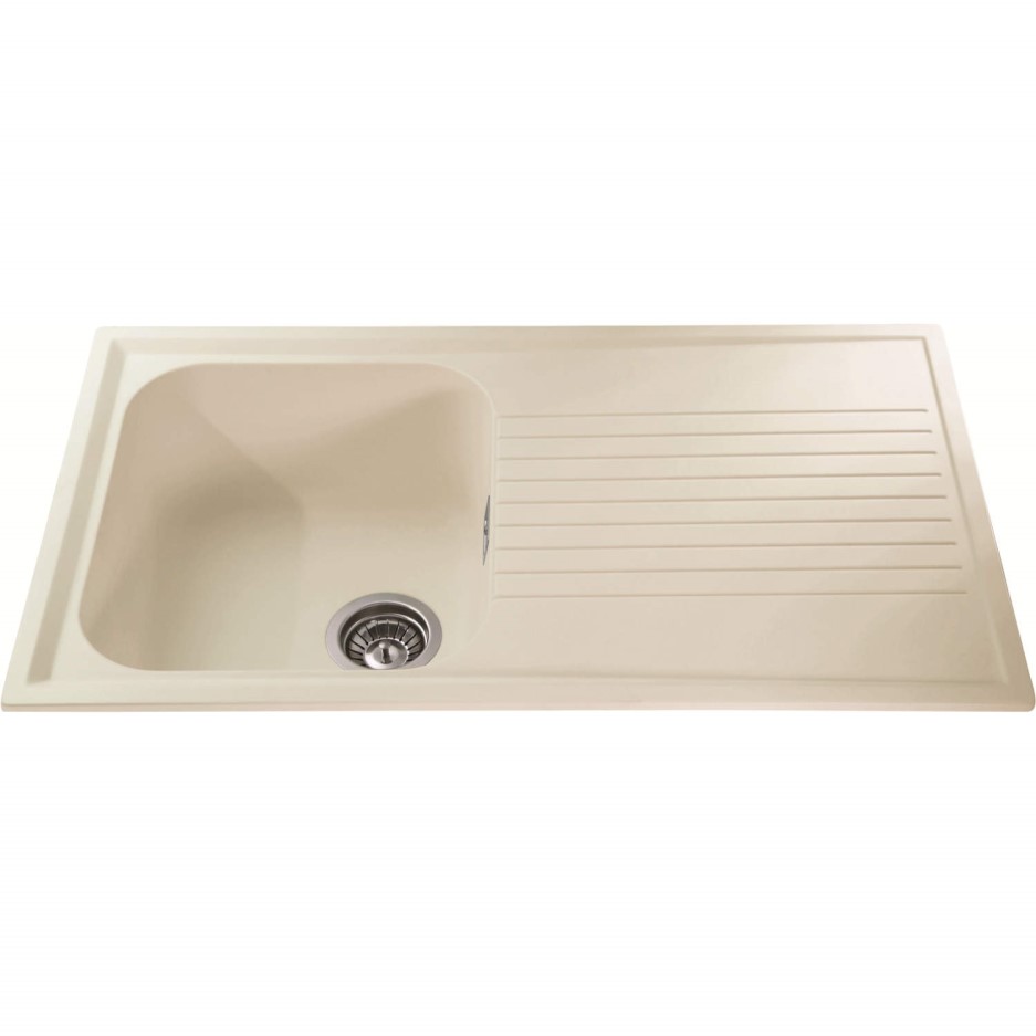 Single Bowl Cream Composite Kitchen Sink with Reversible Drainer - CDA ...