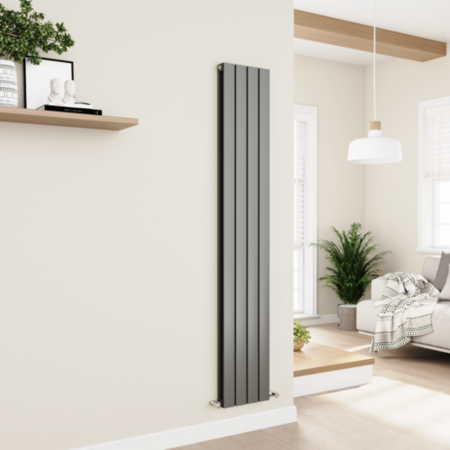 Eco Eleganza Anthracite Vertical Flat Designer Aluminium Radiator ...