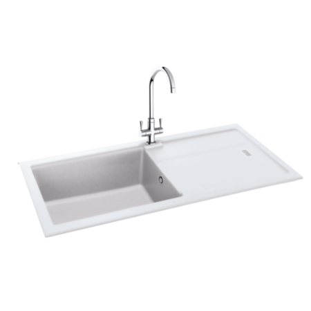 Carron Phoenix Single Bowl Inset White Granite Kitchen Sink BALI100PW ...