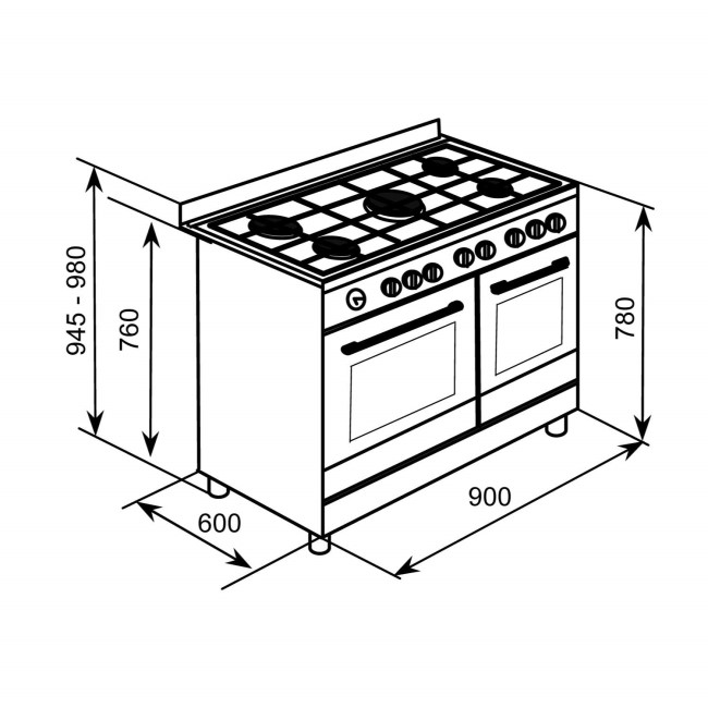 Baumatic BCD925IV Twin Cavity 90cm Dual Fuel Range Cooker Ivory ...