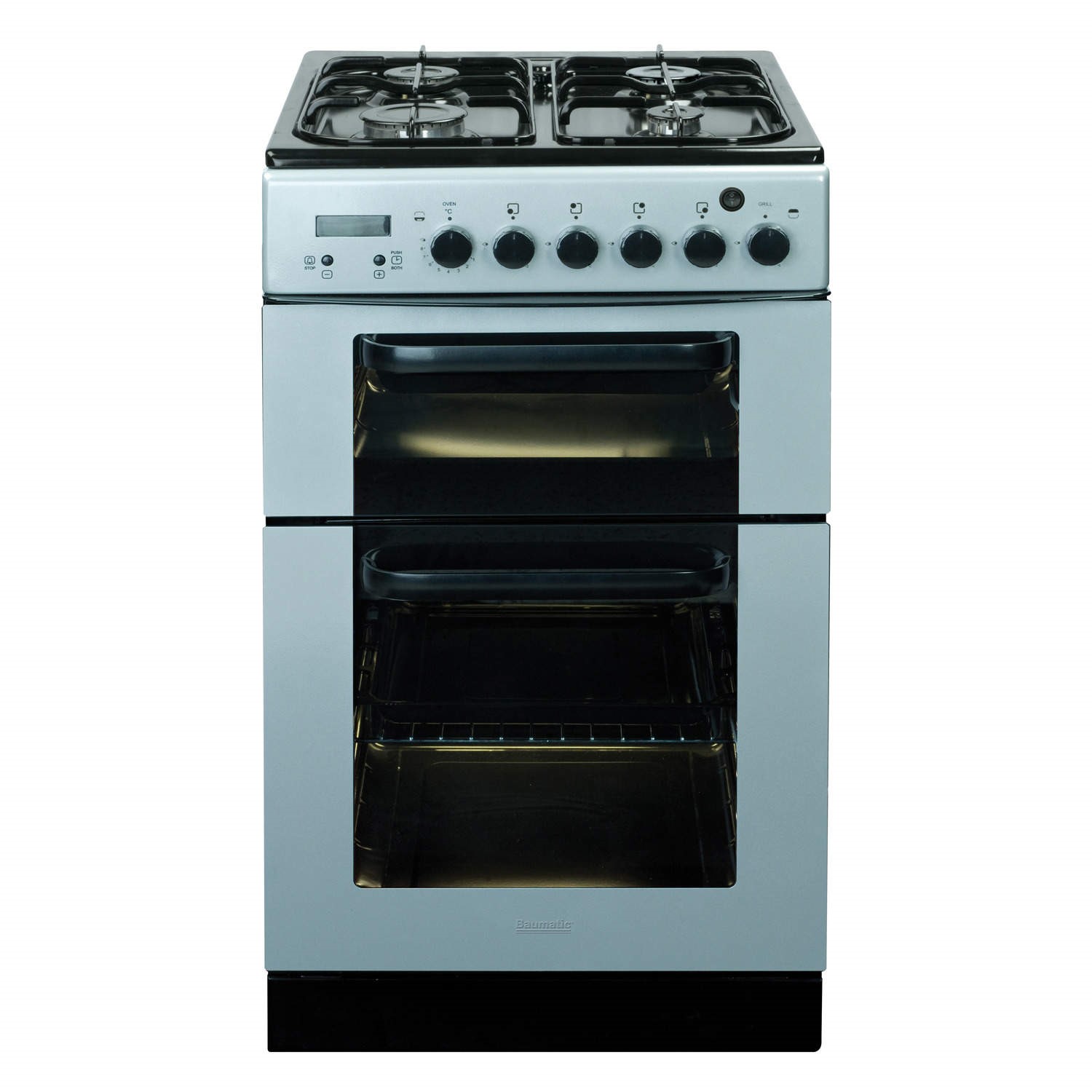 Baumatic BCG520SL Dual Cavity Silver 50cm Wide Gas Cooker | Appliances ...